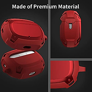 Beats Studio Buds Plus Case 2023, Jiunai Shockproof Heavy Duty Full Body Protective Dual Layer Studio Buds Cover Hybrid Rugged Case Carabiner for Beats Studio Buds 2021 Studio Buds Plus 2023 Red