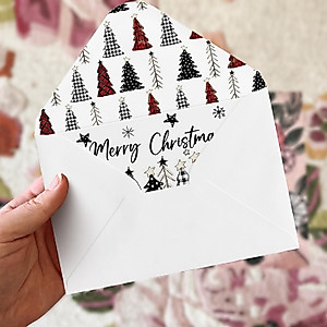 Artoid Mode 24 Pack Merry Christmas Thank You Cards Star Black White Xmas Tree Greeting Cards Gift With Envelope Sticker Blank Note Cards for Birthday Wedding Baby Shower Bridal Shower, 4 x 6 Inch