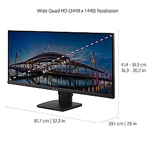 ViewSonic VA3456-MHDJ 34 Inch 21:9 Ultrawide WQHD 1440p IPS Monitor with FreeSync (Renewed)