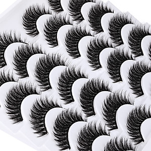 ALICROWN Short Eyelashes Natural Look False Lashes Mixed Lightweight Fluffy Handmade Soft Volume 14 Pairs Faux Mink Pack