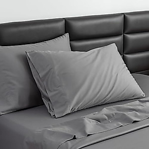 Cosybay Gray terylen Twin Size Sheet Set - terylen Weave 4 Piece 600 Thread Count Bedding Set with Cooling Effect, Extra Soft