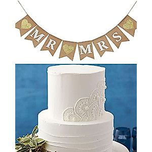Shimmer Anna Shine Mr and Mrs Burlap Banner for Wedding Party Decorations