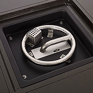 Christopher Knight Home Connie Outdoor 4 Seater Wicker Swivel Chair and Fire Pit Set, Mixed Brown + Navy Blue + Hammered Bronze