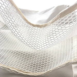 Flowertree Carry All Plain Canvas Mesh Tote Sheer Summer Shopping Bag White