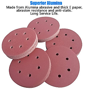 SACKORANGE 100 PCS 6 Inch 6 Holes Sanding Disc - 20 PCS Each of 60 80 120 150 240 Grits, 6" Hook & Loop Backing Random Orbital Sandpaper Sand Paper for Automotive Paint, Woodworking Wood, Metal