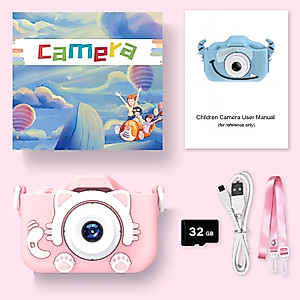 Goopow Kids Camera Toys for 3-8 Year Old Girls Boys,Children Digital Video Camcorder Camera with Cartoon Soft Cover, Best Chritmas Birthday Festival Gift for Kids - 32G SD Card Included