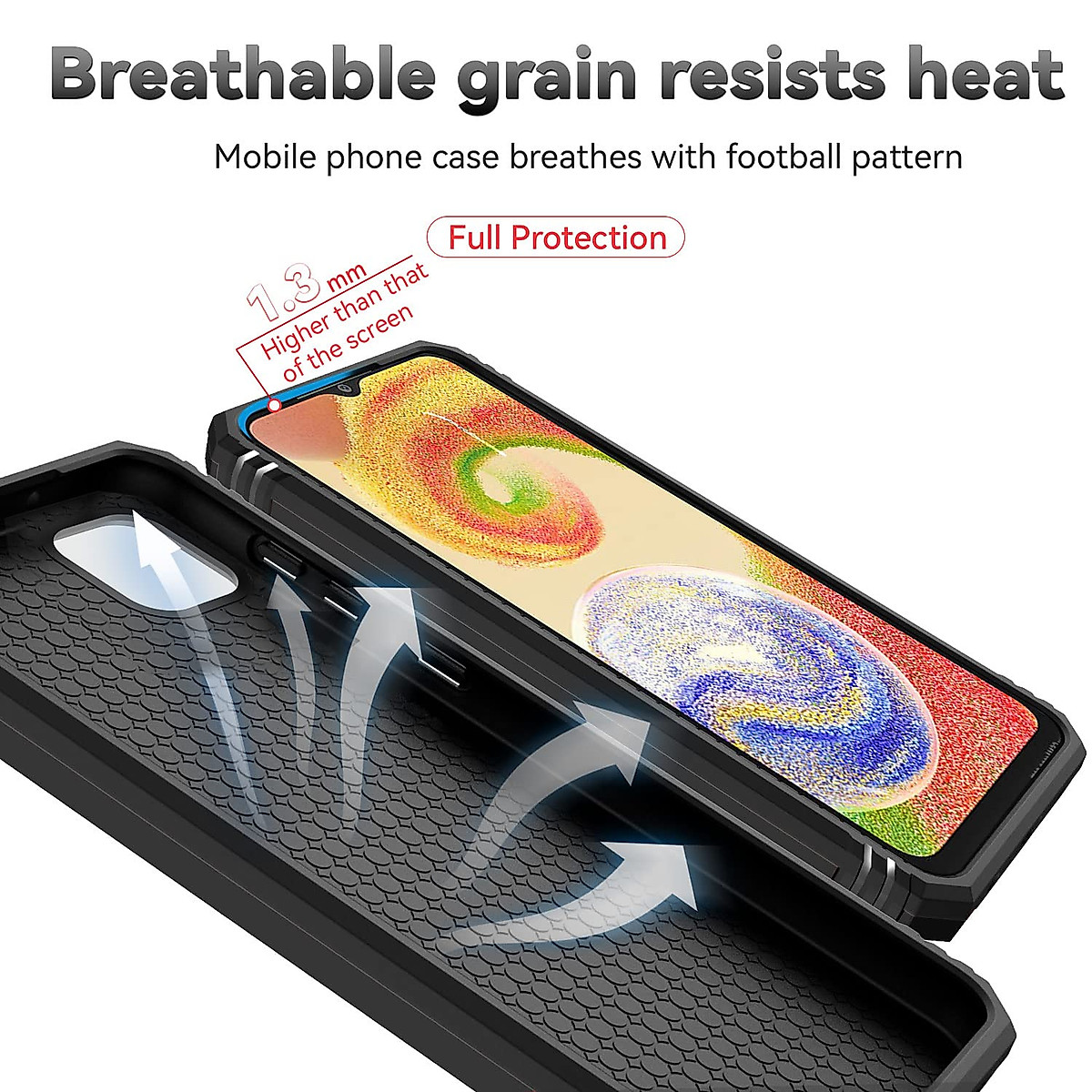 Guzhthi for Samsung Galaxy A04 Case: with Cell Phone Screen Protector Glass and Camera Back Cover Protective Heavy Duty Shockproof Rugged - Military Protection Bumper - Black Jc