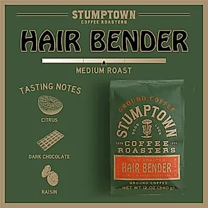 Stumptown Coffee Roasters, Medium Roast Ground Coffee - Hair Bender 12 Ounce Bag, Flavor Notes of Citrus and Dark Chocolate