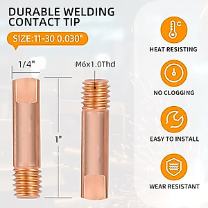 Melgweldr Mig Welding Tips 11-30 (0.030") Welding Contact Tip .030" Replacement for MIG Welding Gun Consumables (40-Pack)