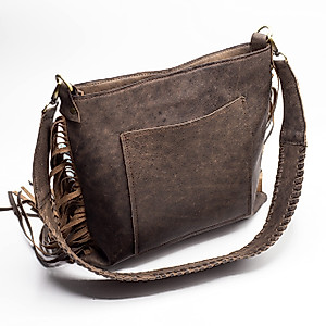 Women's Cowhide Leather Crossbody Bag | Western Classic Shoulder Bag with Fringes Hair on Leather Handbag