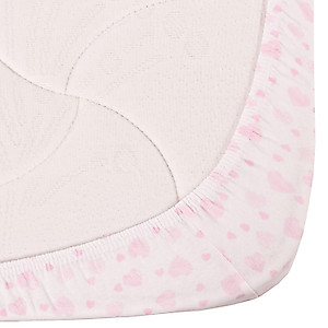 ATACA TEKSTIL 2 Pack 0 Cotton | Soft Breathable Crib Sheets | Baby & Toddler | Fitted Crib Sheet | Made in Turkey (Pink Hearts), 28x52x8 Inches
