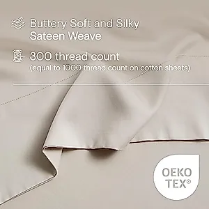 DOZ by SIJO 100% Organic Bamboo Sheet Set, Buttery Soft, Cooling for Hot Sleepers, Silky Breathable, Oeko-TEX, High GSM, 16" Deep Pockets - 3pc - 2 Pillowcases 1 Fitted Sheet (Fog, Queen)