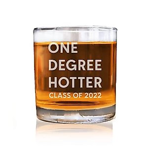 American Sign Letters One Degree Hotter Class Of 2022 Whiskey Glass - Graduation Glass, 2022 Whiskey Glass, Graduation Gift