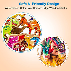 Celarlo Wooden Dinosaur Stacking Balancing Block Toys, Puzzle Building Fun Educational Activity Montessori Toys for Age 4-6 Year Old Kids Toddlers Christmas, Birthday Gifts (16 Pieces)