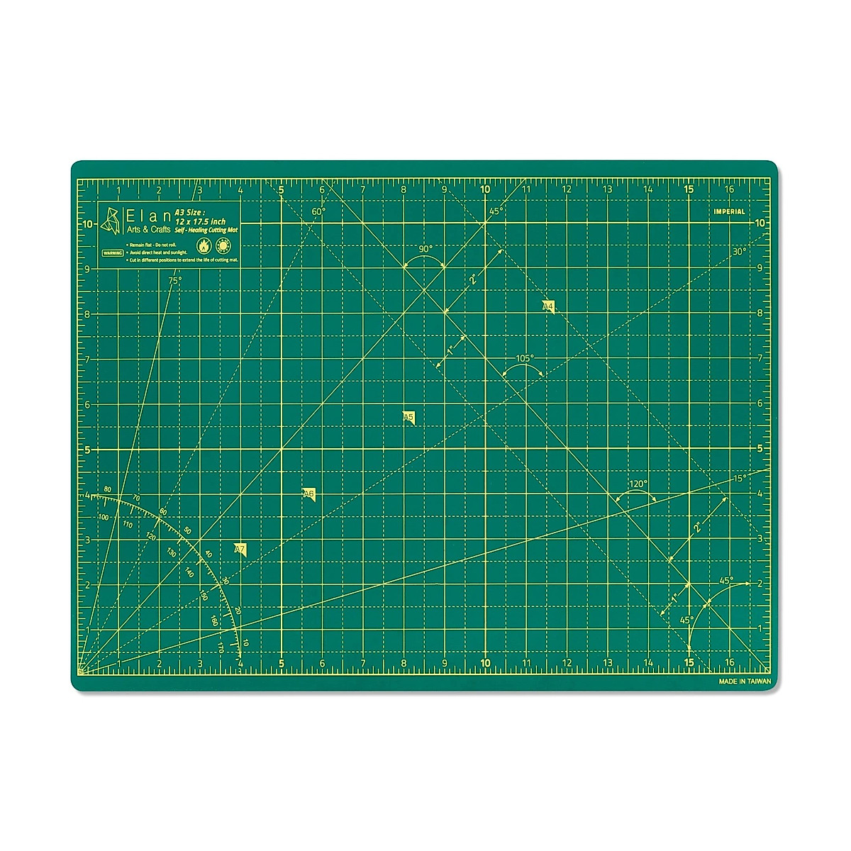Elan Cutting Mat A3 Green, Self Healing Cutting Mat 12 x 18 INCH, 5-Ply Craft Mat Green, Hobby Cutting Mat 12x18 INCH, Fabric Cutting Board for Crafts, Quilting Cutting Board, Cutting Mats for Crafts
