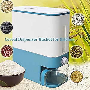 CREAMOON 23Lbs Rice Dispenser Cereal Dispenser Countertop Large Sealed Grain Container Dry Food Dispenser Rice Bucket Rice Storage Box Grain Storage with Lid Measuring Cup
