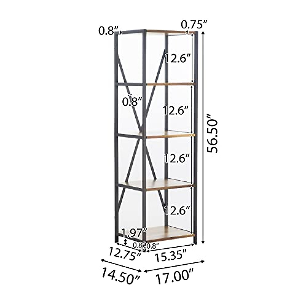 Christopher Knight Home Roney Acacia Wood Bookcase with Iron Accents, 17", Natural Stained With Rustic Metal