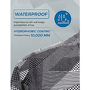 wantdo Men's Waterproof Ski Jacket Warm Winter Snow Coat Mountain Windbreaker Black & White Flora M