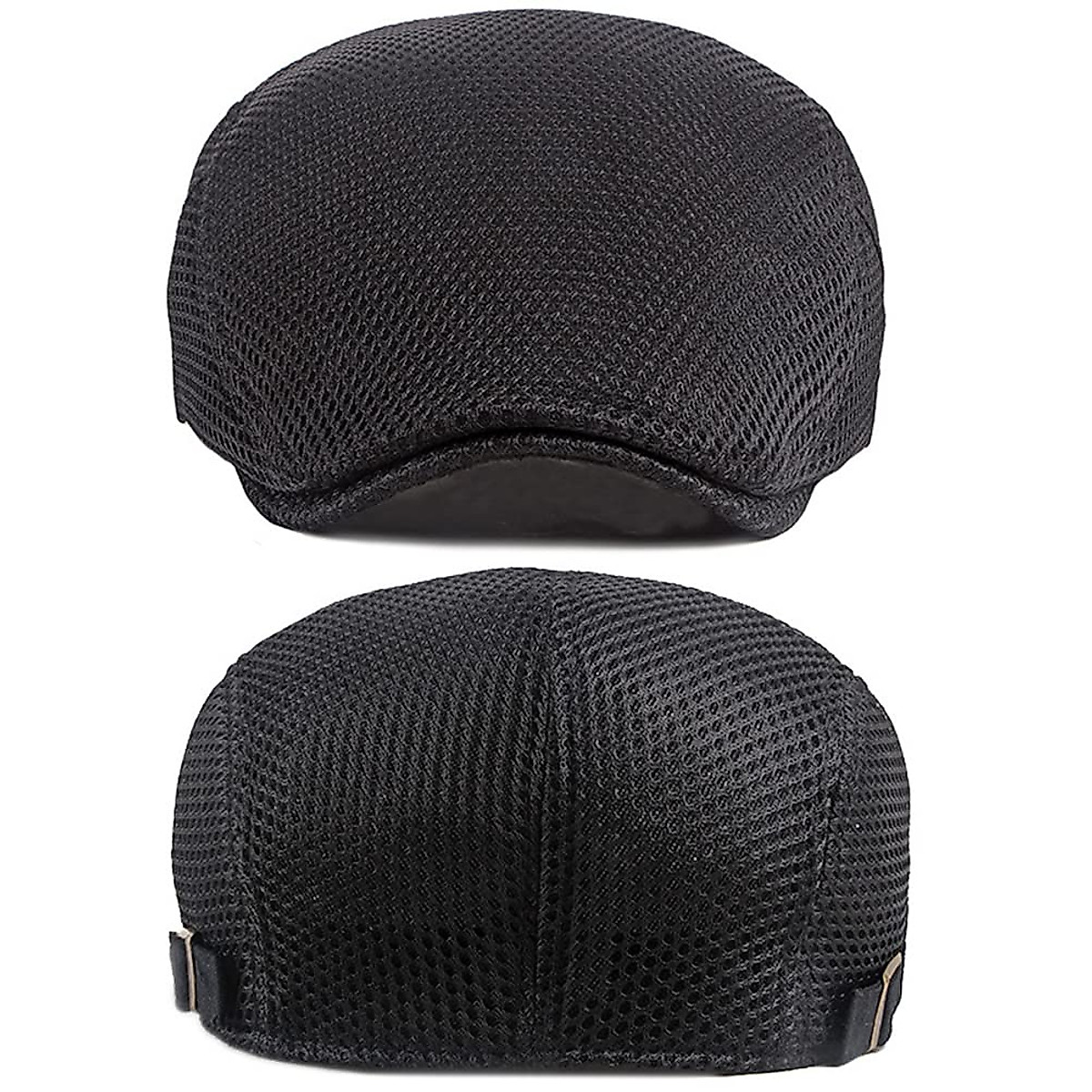 Men's Breathable Mesh Summer Hat Flat Cap Beret Ivy Gatsby Newsboy Cabbie Caps (C-BlackGreyKhaki), One Size