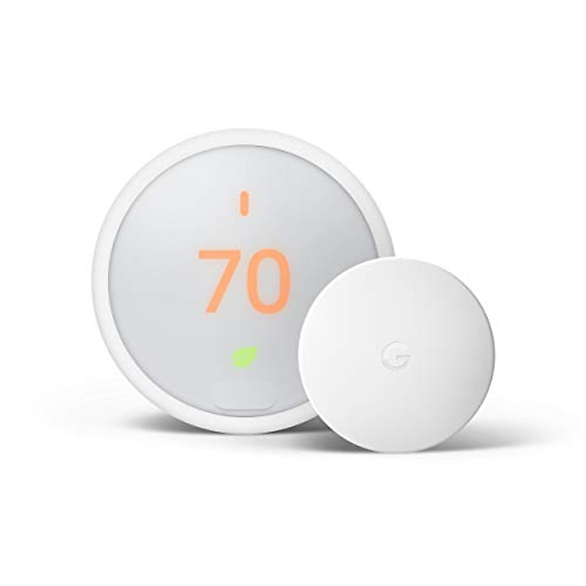 Google Nest Thermostat E - Smart Thermostat + Google Nest Temperature Sensor Bundle - White