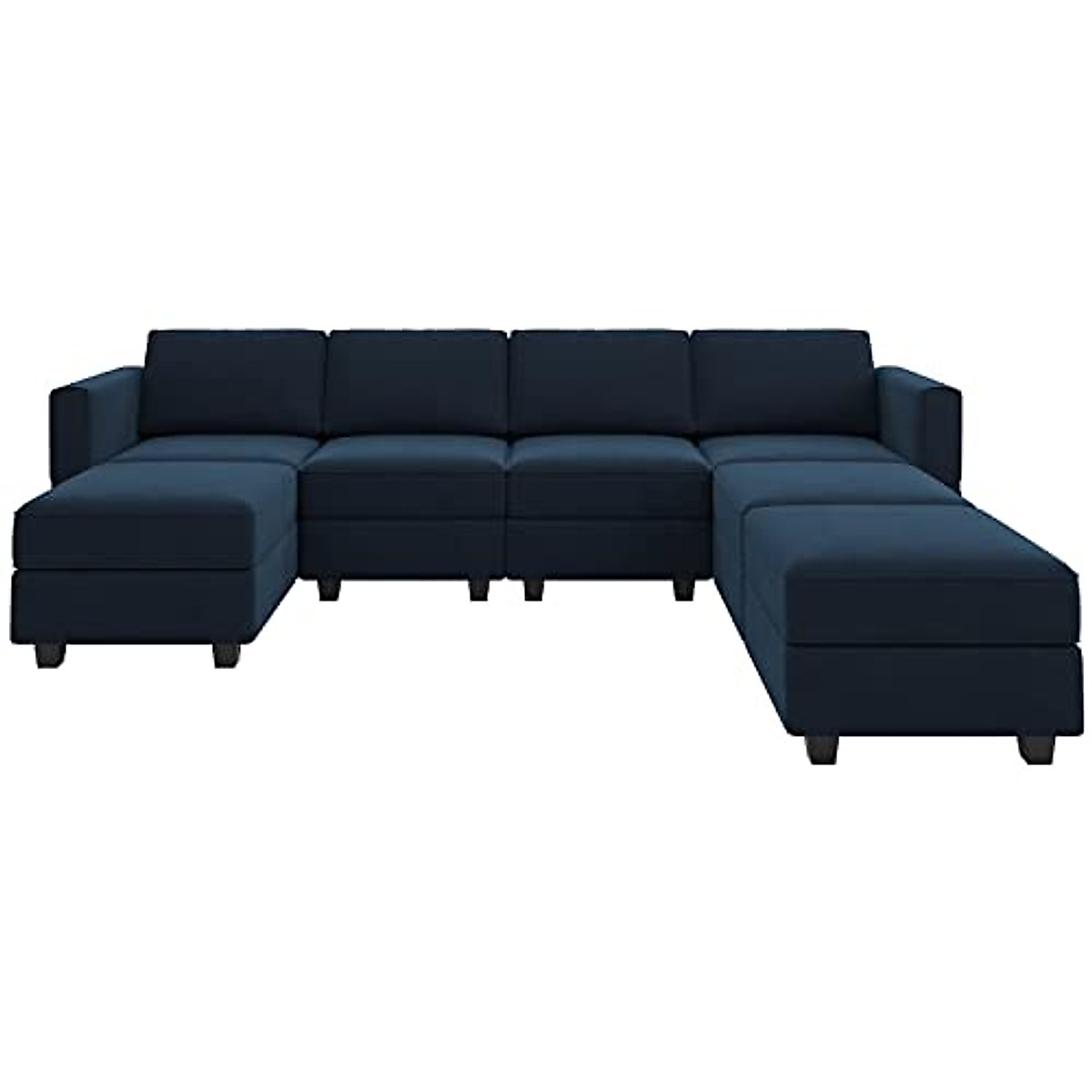 Belffin Modular Sectional Sofa U Shaped Sectional Couch with Reversible Chaises Velvet Modular Sofa with Storage Seat Blue