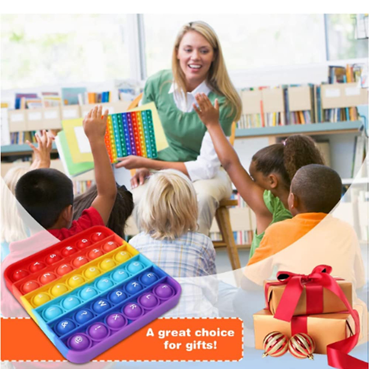 AK-SHIP 2 in 1 Fidget Toys, ABC Learning and Educational Toys, Poppers Fidget Toys,AK-SHIP Stress Relief, Autism Sensory Toys [26 Letters on One Side | Numbers 1-30 on The Other Side] (1 Pack)