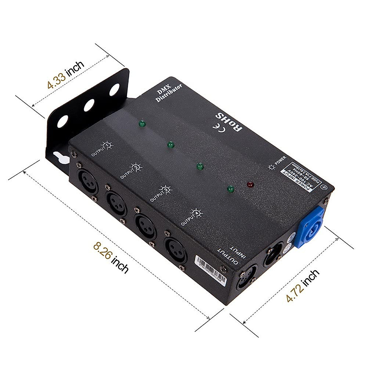 MFL. 4-Way Isolated DMX Splitter Amplifier Distributor with 3-Pin Outputs