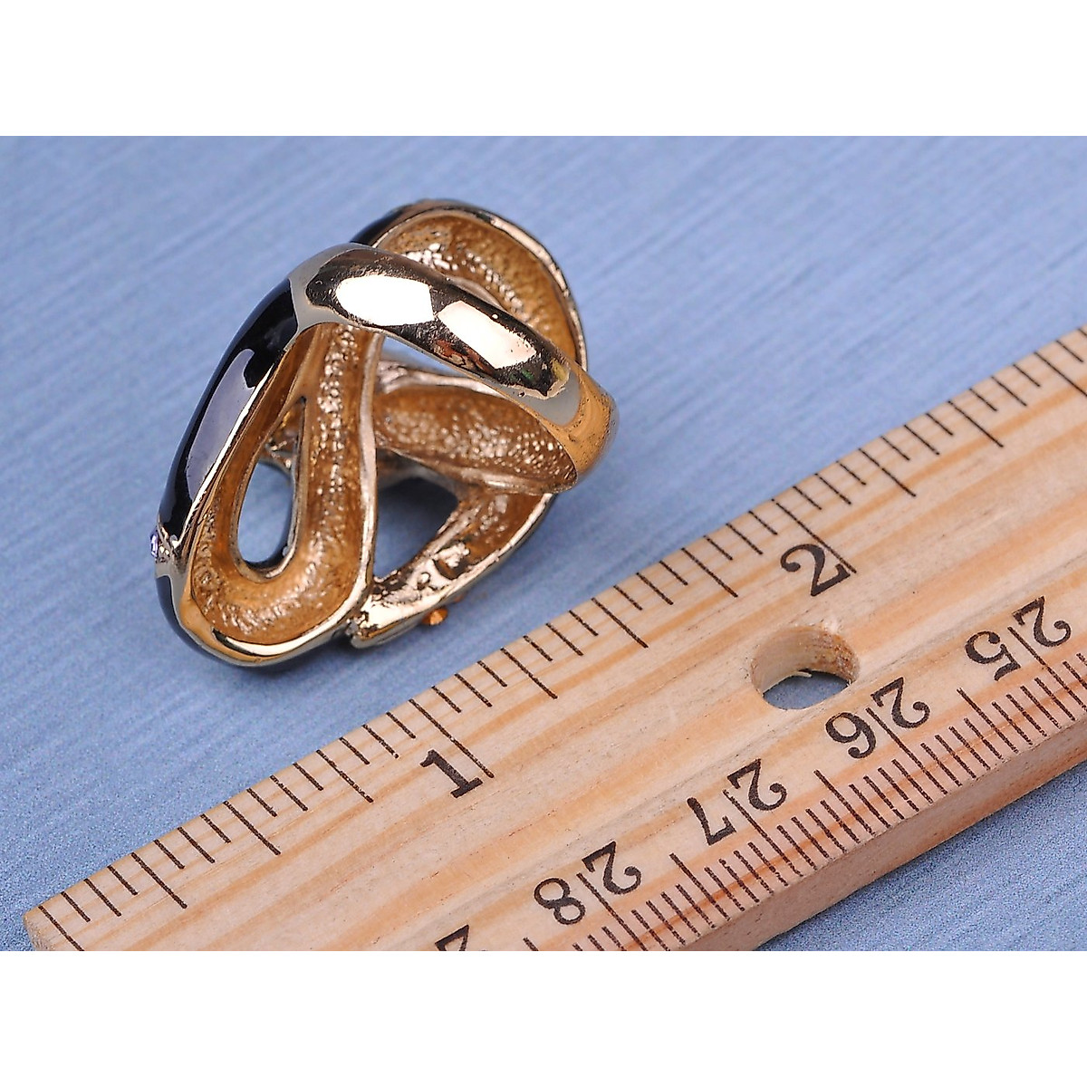 Alilang Black Enamel Body Purple Crystal Rhinestone Serpent Snake Fashion Sized Ring, Size 6