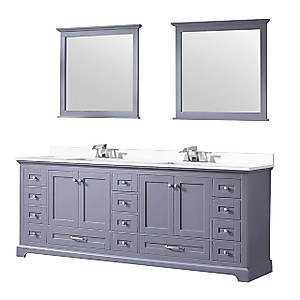 Bell+Modern Tybee 84 in. W x 22 in. D Dark Grey Double Bath Vanity, Cultured Marble Top, Faucet Set and 34 in. Mirrors