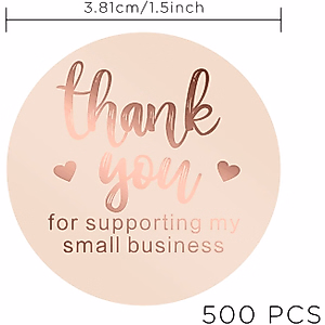 AIEX 1.5 Inch Thank You Sticker Foil Thank You for Supporting My Small Business Labels for Sealing, Decoration(1 Roll, 500 Stickers)