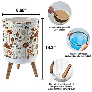 LGCZNWDFHTZ Small Trash Can with Lid for Bathroom Kitchen Office Diaper Autumnal Seamless Mushrooms Flowers Leaves Fruits Bedroom Garbage Trash Bin Dog Proof Waste Basket Cute Decorative