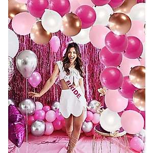 Barbie Bachelorette Party Decorations Valentine's Day Decorations Pink Princess Birthday Party Decorations Girl Barbie Princess Party Decorations Hot Pink and White Balloons Garland