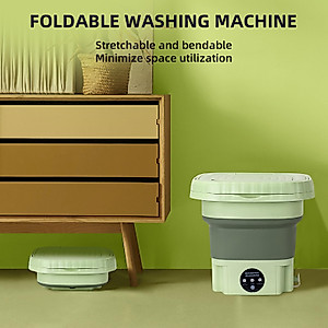 Portable Washing Machine, Mini Washer, 11L upgraded large capacity Foldable Washing Machine, Deep Cleaning for Underwear, Baby Clothes, or Small Items, Suitable for Apartments, Dorm, Hotels (Green)