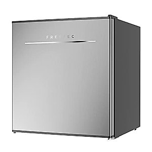 Frestec 1.6 Cu.Ft Mini Fridge for Bedroom, Mini Refrigerator with freezer, Dorm Fridge with Freezer, Reversible Door Perfect for Room and Office, Adjustable Temperature(without Handle, Silver)