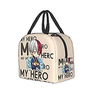 BearLad Boku No My Her0 Academ1a Todoroki Lunch Bag Tote Anime Container For Women Box Insulated Kids Cooler School Travel, One Size