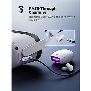 SOOMFON VR Wireless Gaming Earbuds 16ms Low Latency, Dual Connection, 2.4GHz Wireless, USB-C Dongle Included - Compatible with Quest 2, Quest Pro, PS5, PS4, Steam Deck, PC, Switch