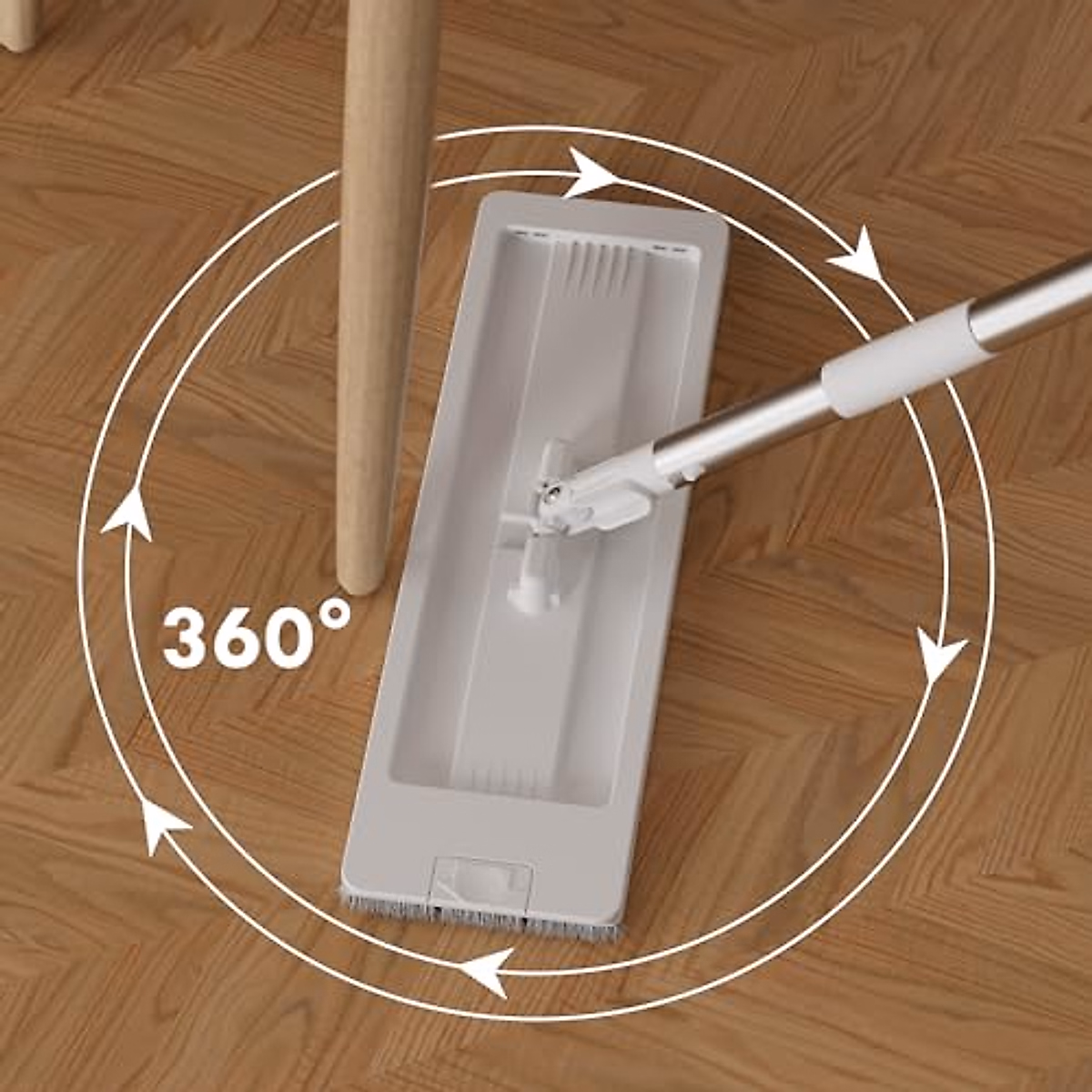 JEOPEM Flat Mop and Bucket with Wringer Set System, Mops for Hardwood Floor Cleaning with 4pcs Washable Microfiber Pads, Wet and Dry Use, Wood Floor Cleaner, Large Mop Head Length 38CM