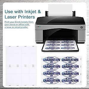 Sherr 200 Sheets Printable Raffle Tickets with Numbers Tear Away Stubs 8.5 x 11 Inch 40 lb Perforated Cardstock for Events, 1600 Tickets, White, 2.125 x 5.5 Inch