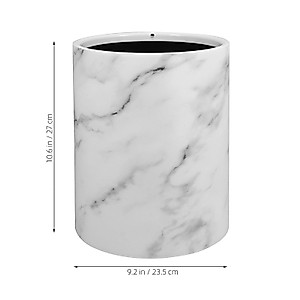 Luxshiny Marble Trash Can, 12L Round Wastebasket Garbage Bin Container Recycle Bin Rubbish Pail for Bathroom Kitchen Bedroo Home Office White