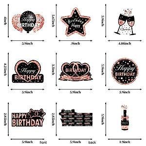 Rose Gold Happy Birthday Decorations Hanging Swirls Party Supplies, 30Pcs Happy Birthday Swirls for Women Girls, 10th 16th 21st 30th 40th 50th 60th Birthday​ Ceiling Sign Decor