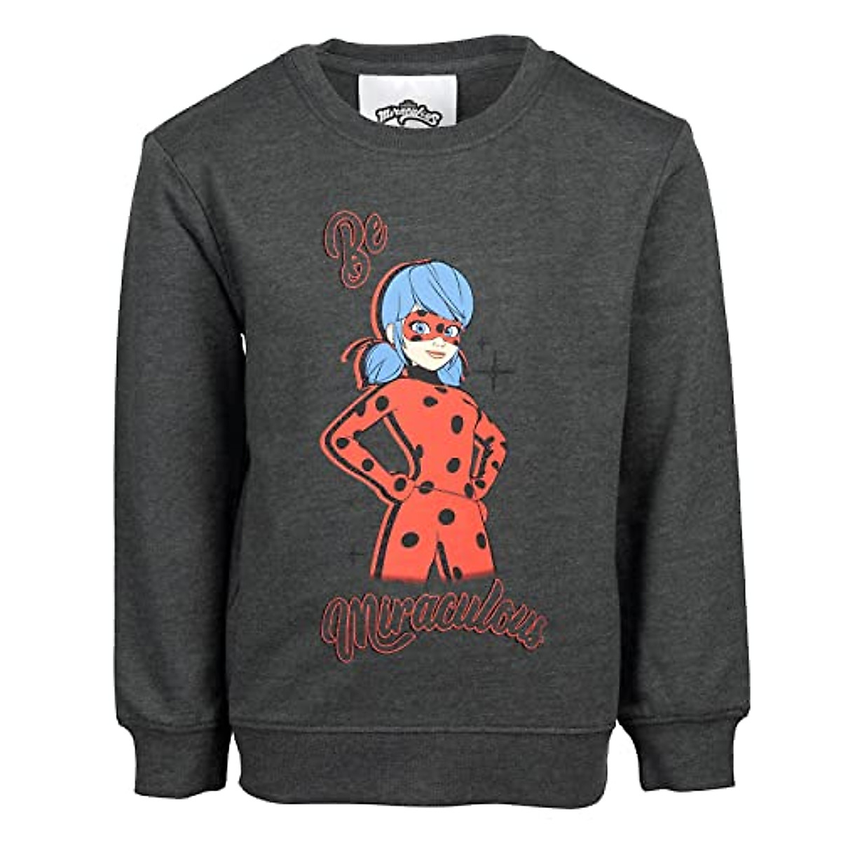 Miraculous Ladybug Big Girls Pullover Sweatshirt and Leggings Outfit Set Grey/Black 14-16
