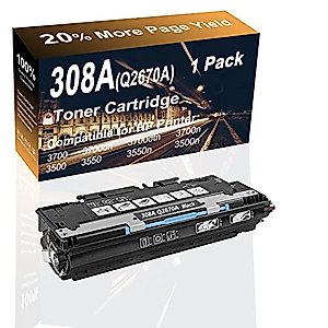 1-Pack (Black) Compatible Printer Toner (High Yield) Replacement for HP 308A Q2670A Laser Toner Cartridge use for HP 3700dn 3550n 3500n Printer