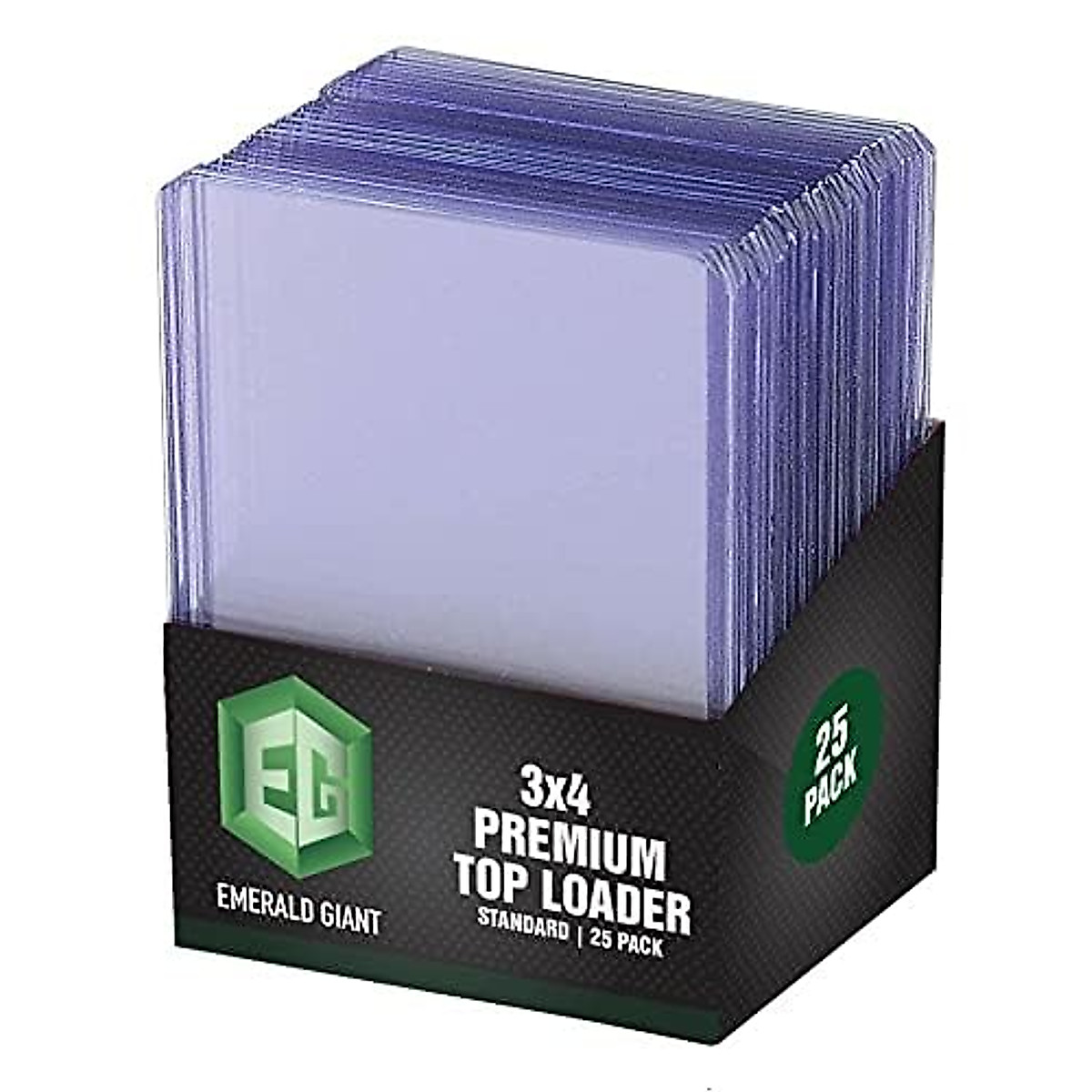 Emerald Giant 25 Hard Plastic Toploaders, Clear Trading Card Protectors, Pokemon Sleeves, Yugioh, Baseball, Basketball, Soccer, Standard Sized Sports Card Holder