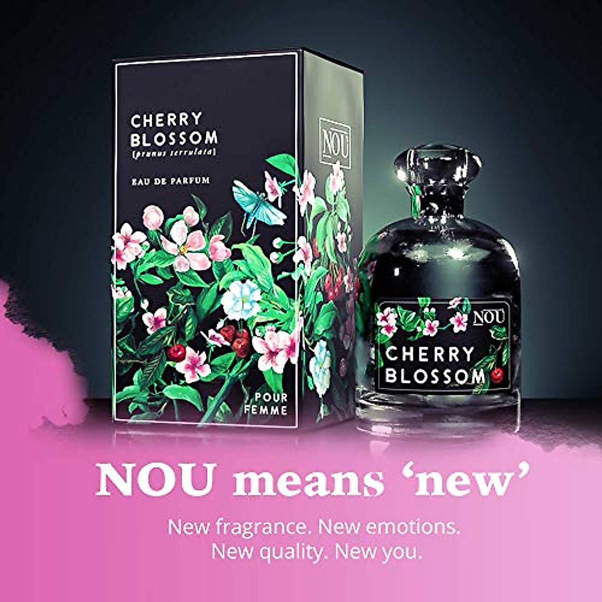 NOU Cherry Blossom Perfume – Floral Perfume with Sweet Fruity Notes – Natural Perfume for Women with Essential Oils – Fresh Smelling Perfume Cherry Blossom Perfume for Women – 1.7 fl oz EDP