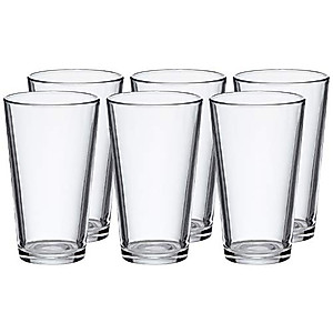 Amazon Basics Pint Pub Beer Glasses, 16-Ounce, Set of 6, Clear