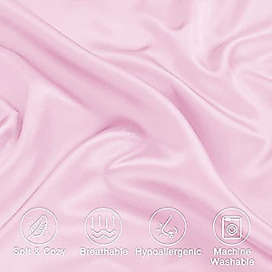 Satin Pillowcase for Hair and Skin, 2 Pack Pink Silk Pillowcase Standard Satin Pillowcase with Envelope Closure(Pink, 20x26 inches)