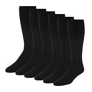 Men's Solid Tube Socks Over the Calf High 24" Size 9-10-13-15 (Black) 6 Pairs