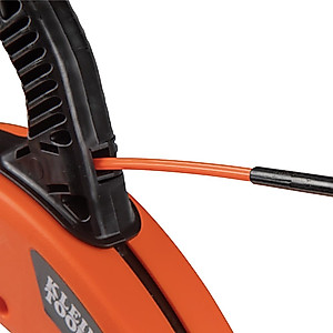 Klein Tools 56380 Non-Conductive Electrical Fish Tape, Multi-Groove Fiberglass Wire Puller with Steel Leader, 100-Foot x 3/16-Inch