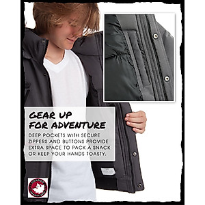 CANADA WEATHER GEAR Boys' Winter Coat – Heavyweight Bomber Parka Ski Jacket (Size: 4-20), Size 8, Coal Grey