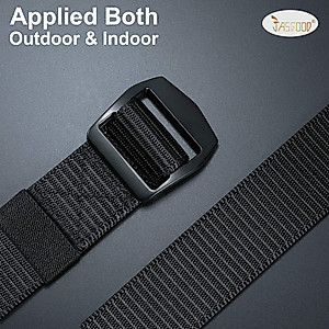 JASGOOD Tactical Heavy Duty Reinforced Nylon Belt for Men Adjustable Military Webbing Belt Strap with Metal Buckle (Pants Size Below 42 Inches, 2-Black)